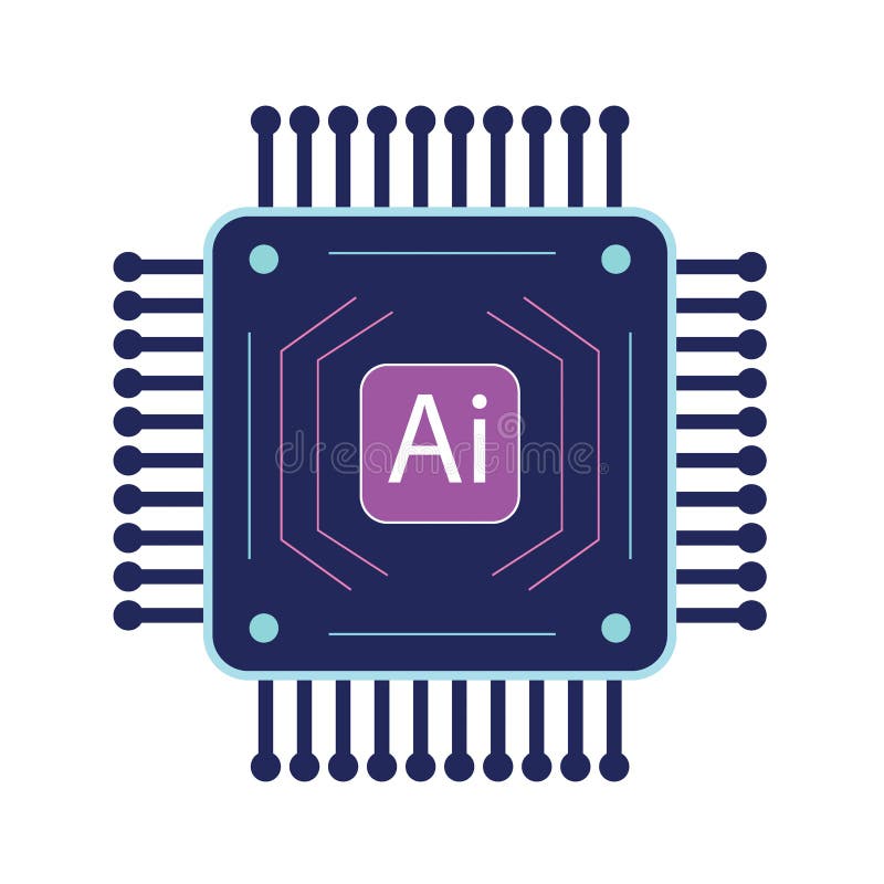 Microprocessor with AI Label and Pins, Perfect for Artificial ...