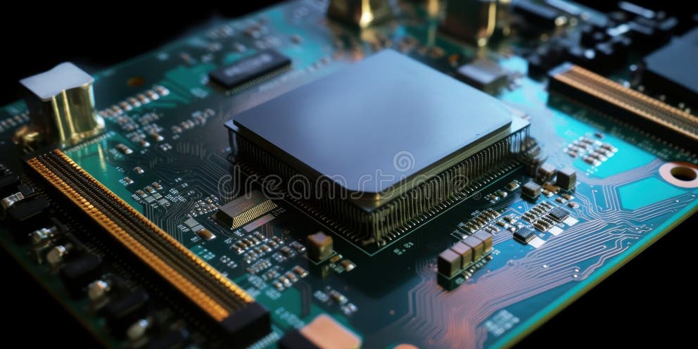 Microprocessor or Chip on Circuit Board Stock Illustration - Illustration of generation, detail ...