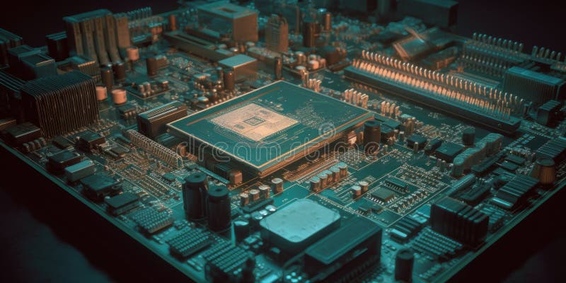 Microprocessor or Chip on Circuit Board Stock Illustration ...