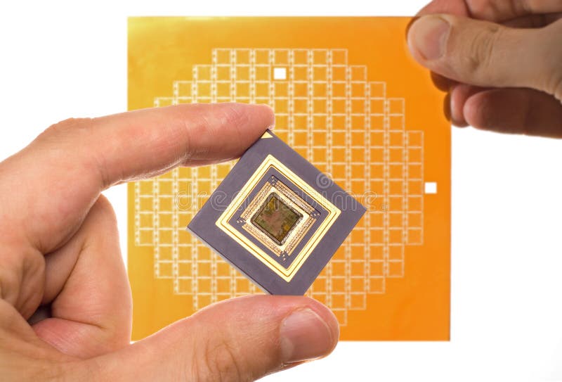 Microprocessor and Chip Mask in Hand Stock Photo - Image of technology ...