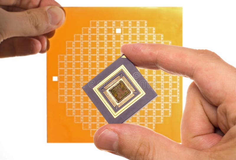 Microprocessor and Chip Mask in Hand Stock Photo - Image of isolated ...