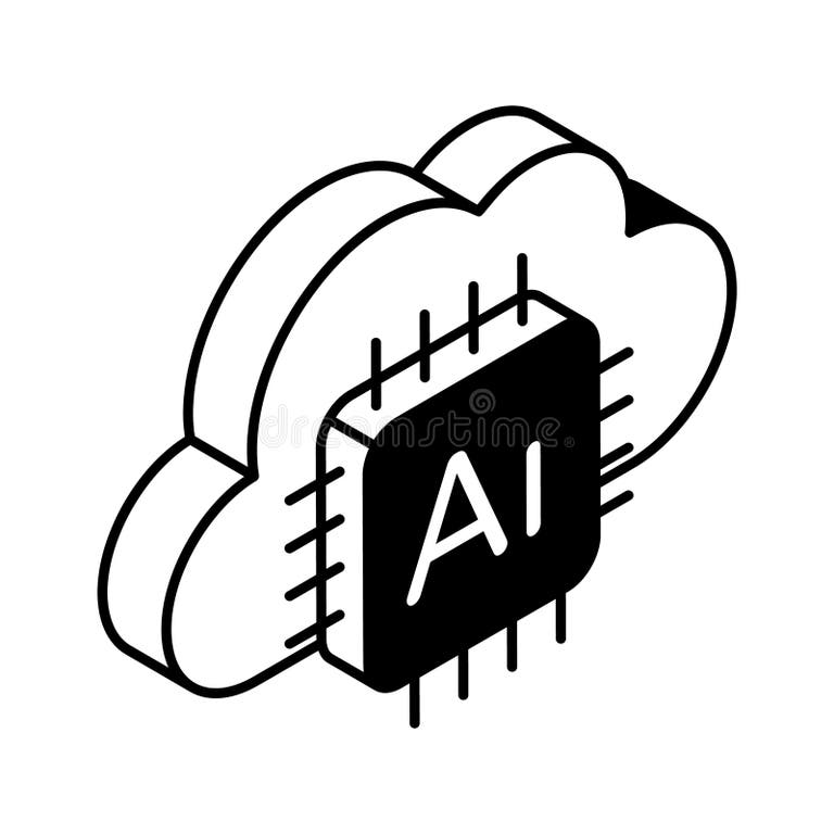 Microprocessor with Cloud, Concept Isometric Icon of Cloud Technology ...