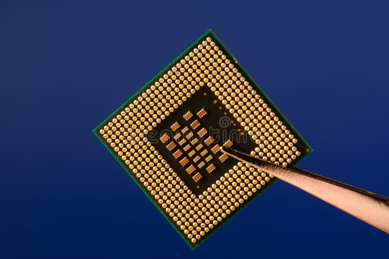 Microprocessor of a Computer or Laptop in the Laboratory. an Engineer ...