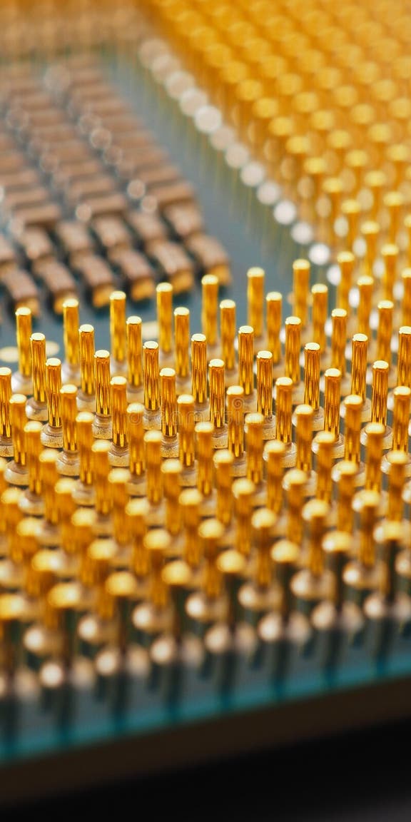 Microprocessor of Computer. Semiconductor, Pins and Connectors ...