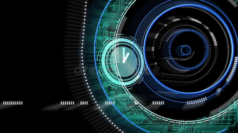 Microprocessor Connections Over Neon Round Scanner Against Digital ...