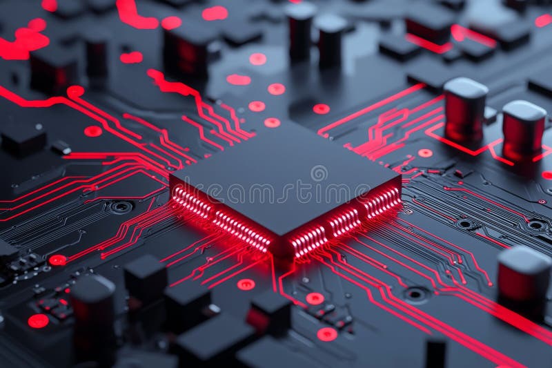 A Microprocessor, 3D Digital Illustration, an Interconnection, a ...