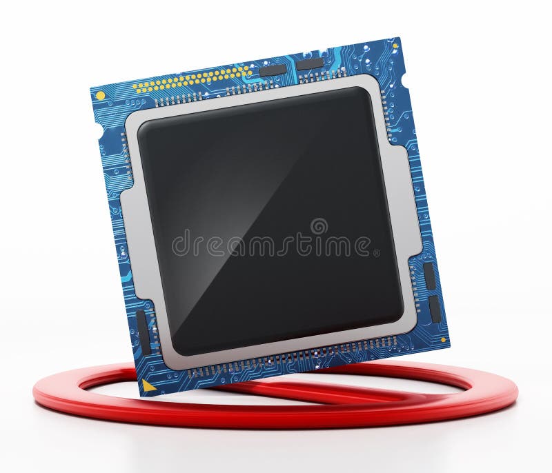 Microprocessor and Forbidden Sign. Global Computer Chip Shortage ...