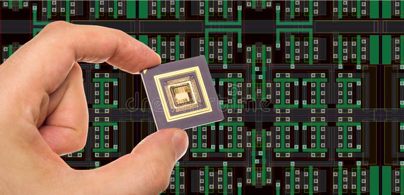 Microprocessor in Hand and Circuit Schematic Stock Image - Image of ...
