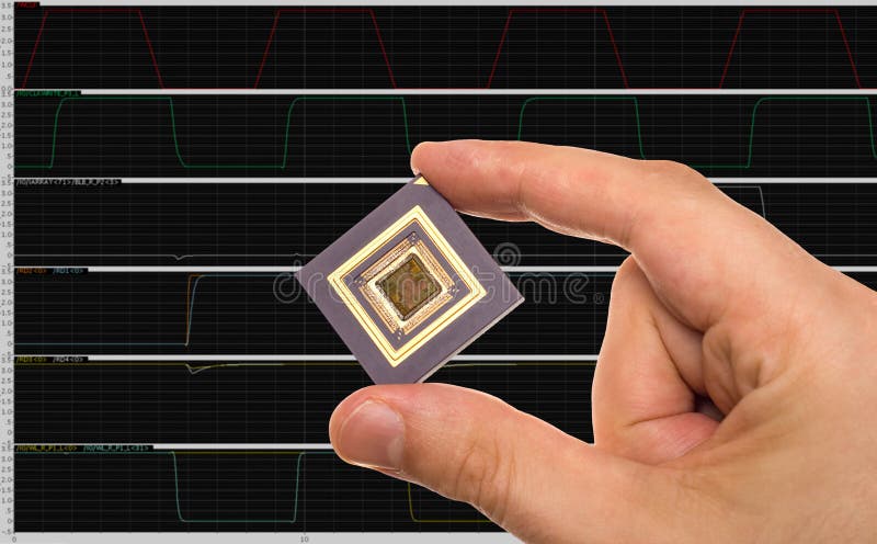 Microprocessor in Hand and Signals Stock Photo - Image of signals ...
