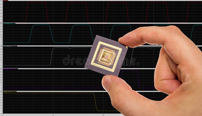 Microprocessor in hand stock photo. Image of hand, electronic - 87308124