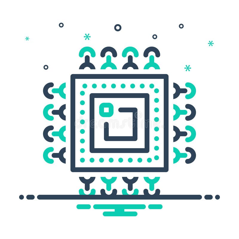 Mix Icon for Microprocessor, Digital and Chip Stock Vector ...
