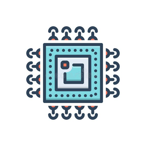 Color Illustration Icon for Microprocessor, Digital and Chip Stock ...
