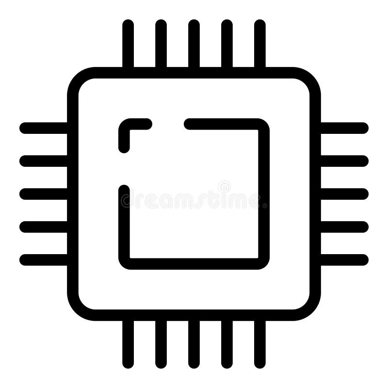 Microprocessor Icon, Outline Style Stock Vector - Illustration of ...