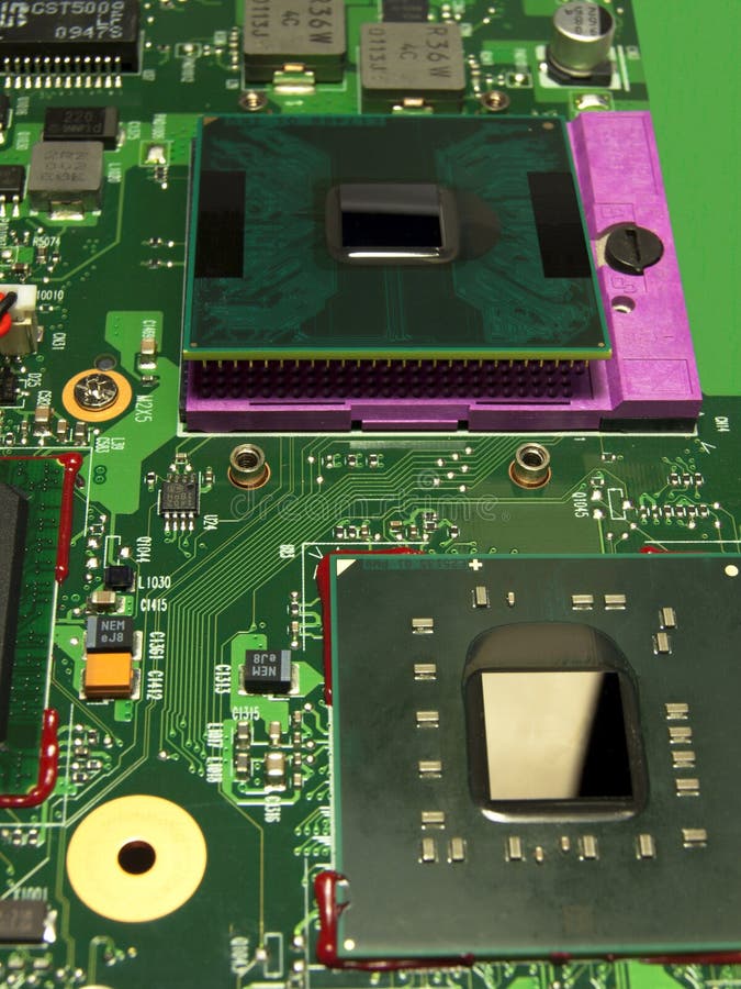 The Microprocessor and Its Socket on the Motherboard Stock Photo ...