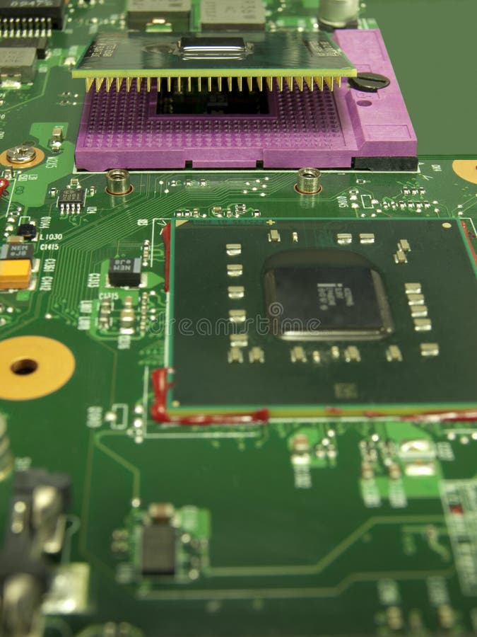 The Microprocessor and Its Socket on the Motherboard Stock Photo ...