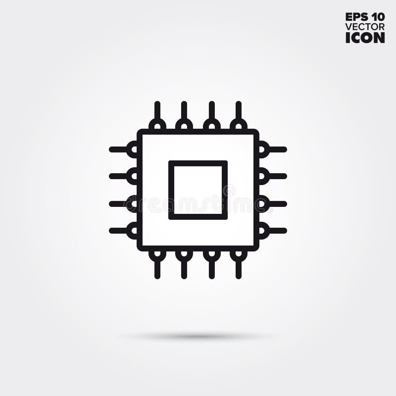 Microprocessor Vector Line Icon Stock Vector - Illustration of ...