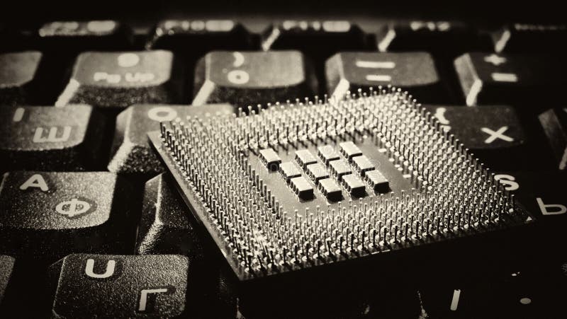 Microprocessor Lying on Computer Keyboard Buttons Stock Photo - Image ...