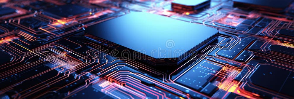 Microprocessor on a Printed Circuit Board, Electronic Technology Concept, Artificial ...