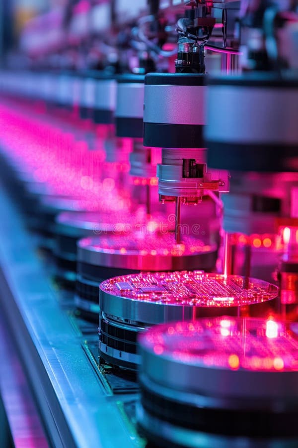 Microprocessor Production, Rows of Microprocessors in a High-tech ...