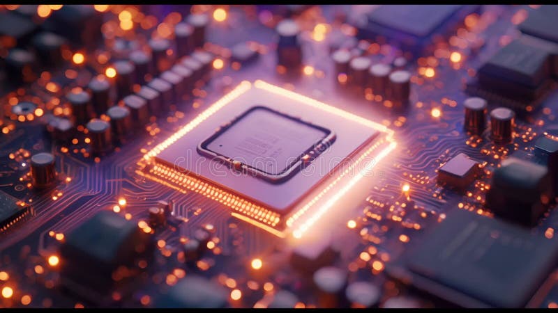 A Microprocessor Sits at the Heart of a Circuit Board, Pulsing with ...