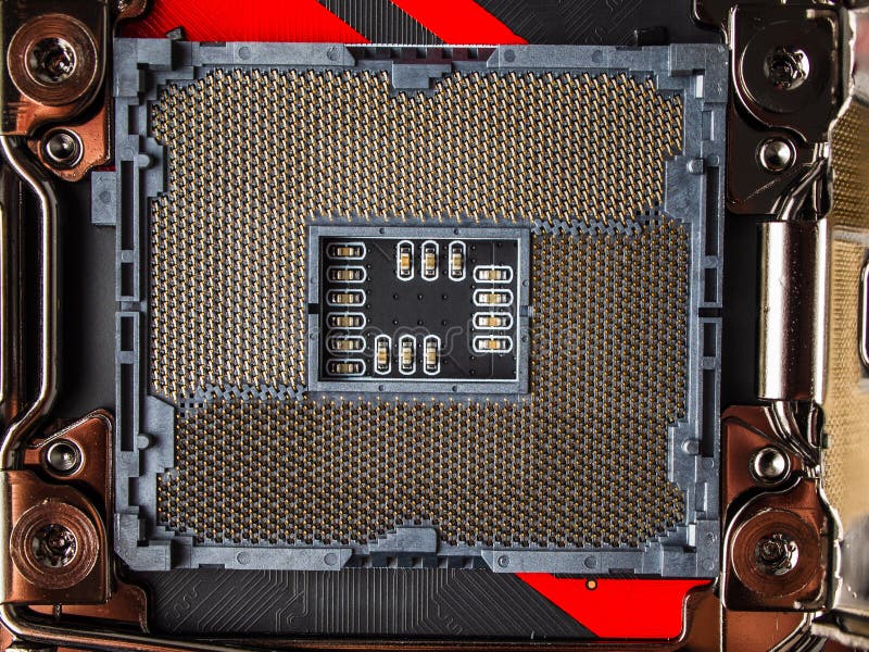 Microprocessor Socket On The Motherboard Cpu Socket Close Up Stock Image Image Of Shoulder