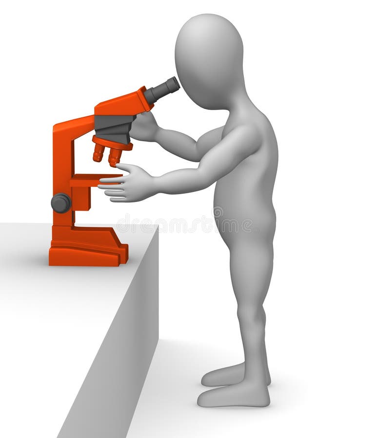 Cartoon Man with Microscope Stock Illustration - Illustration of micro ...