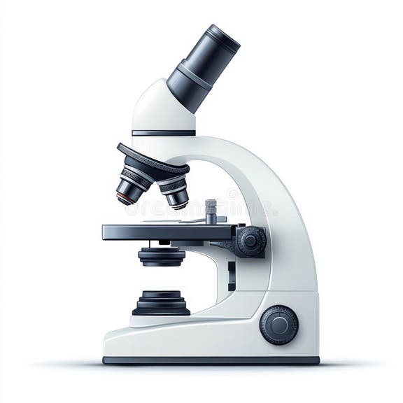 Microscope with Additional Microscope on Top Isolated on White ...