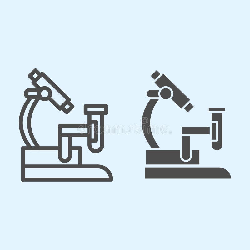 Microscope with Analysis Flask Line and Solid Icon. Laboratory ...