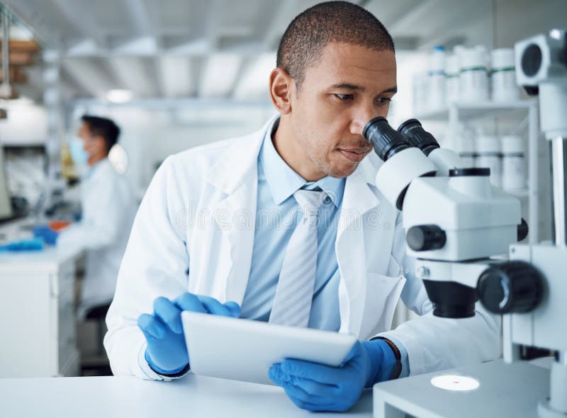 Microscope Analysis, Man and Laboratory Scientist Working on Healthcare ...