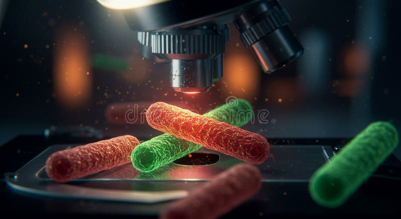Microscope Analyzing Bacteria Cells for Scientific Research and Medical ...