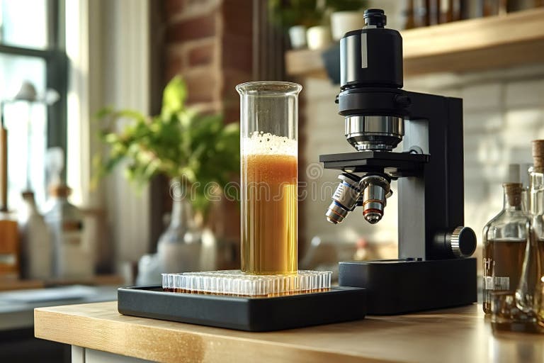 Microscope Analyzing Honey Sample in Laboratory Setting Stock Image ...