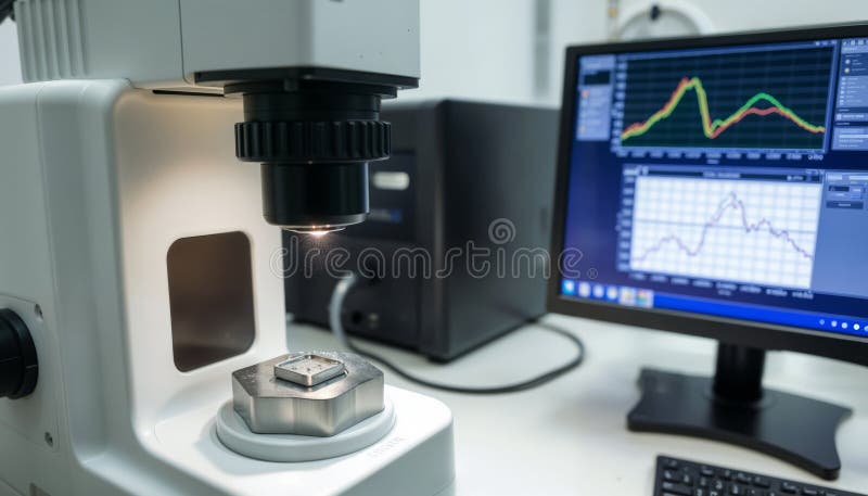 Microscope Analyzing Metal Sample with Data, Generative Ai Stock ...
