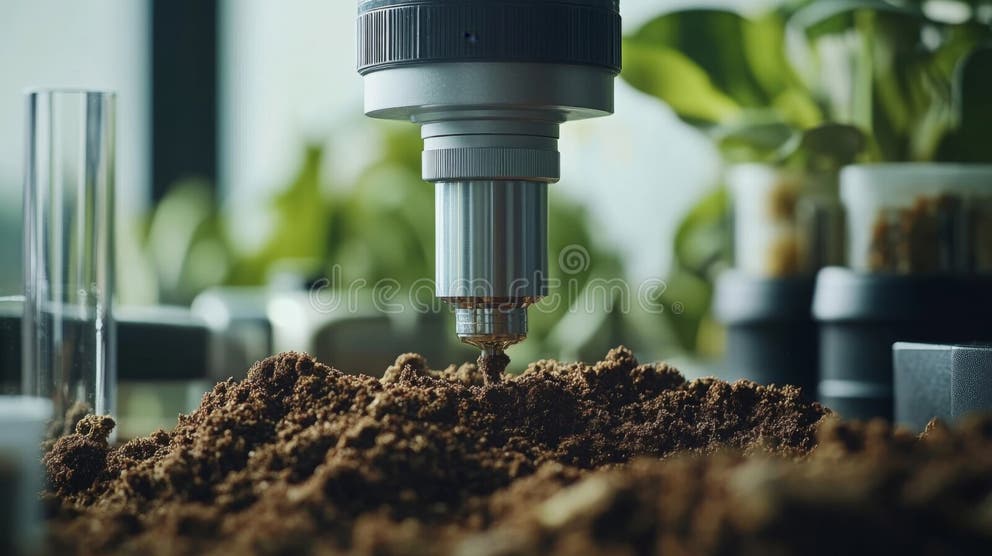 Microscope Analyzing Soil Sample in Laboratory Setting Stock Photo ...