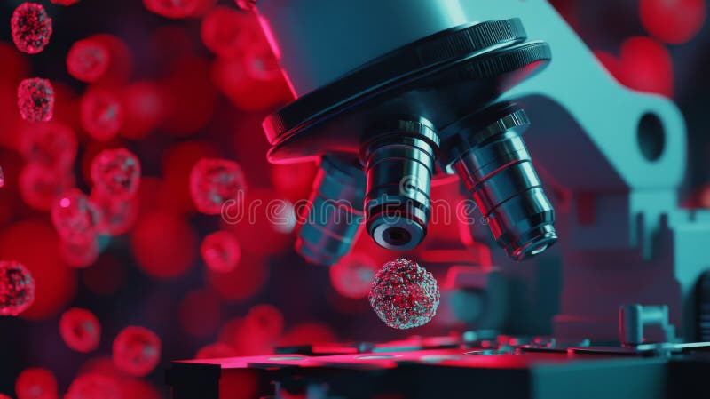 Microscope Analyzing Viral Particles in Advanced Scientific Research ...