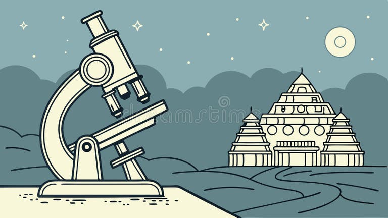 Microscope by Ancient Pyramid, Archeological Scientific Study, Vector ...