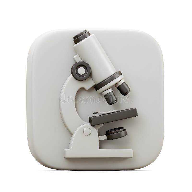 Microscope App Icon Design: 3D Render of a Realistic Microscope on a ...