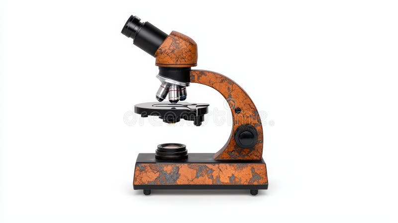 Microscope with an Artistic Orange Design Isolated on a White ...