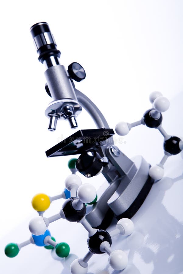 Microscope and atom stock photo. Image of experiment, molecular - 6548682