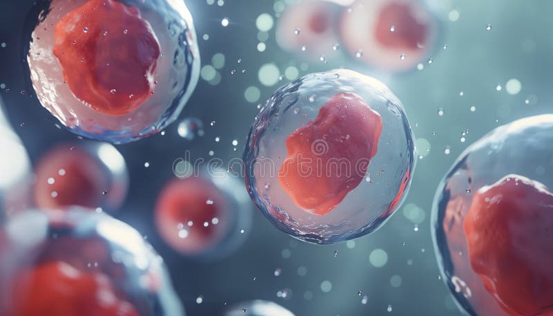 Microscope Background Featuring 3d Rendering of Human Cell or Embryonic ...