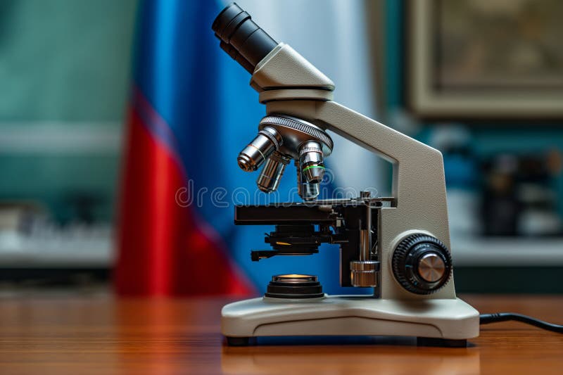 Microscope on the Background of the Russia Flag Stock Illustration ...
