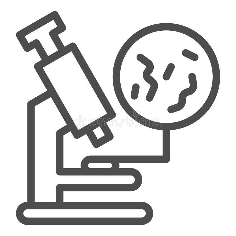Microscope and Bacteria Line Icon, Medical Concept, Magnifying Tool ...