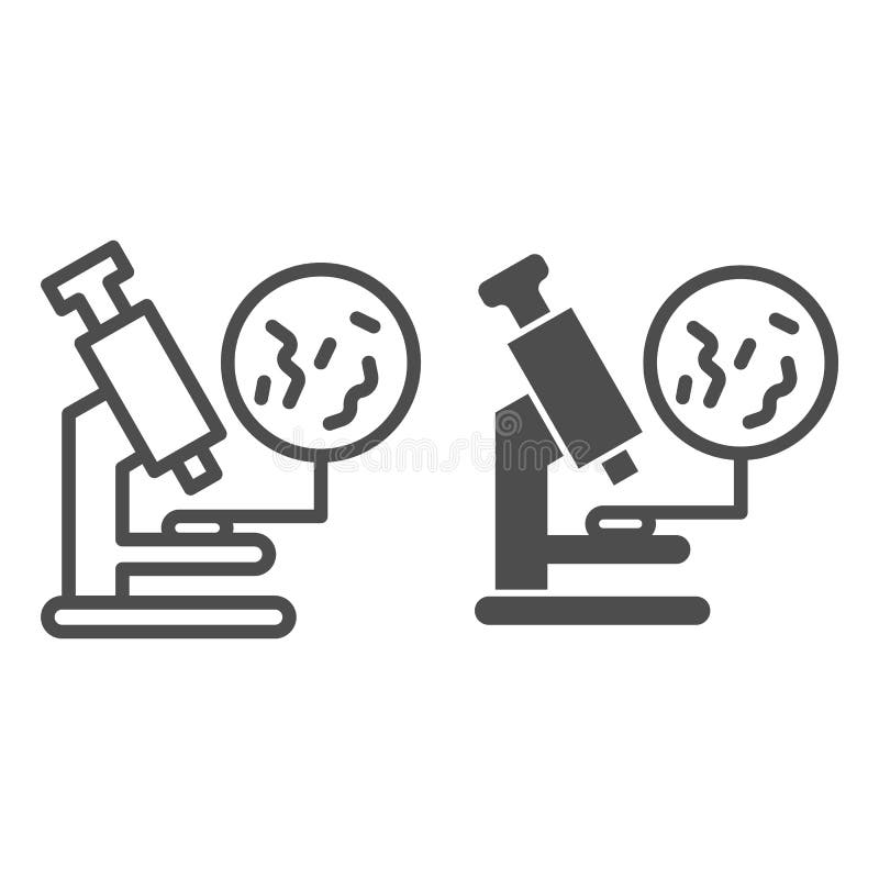 Microscope and Bacteria Solid Icon, Medical Concept, Magnifying Tool ...