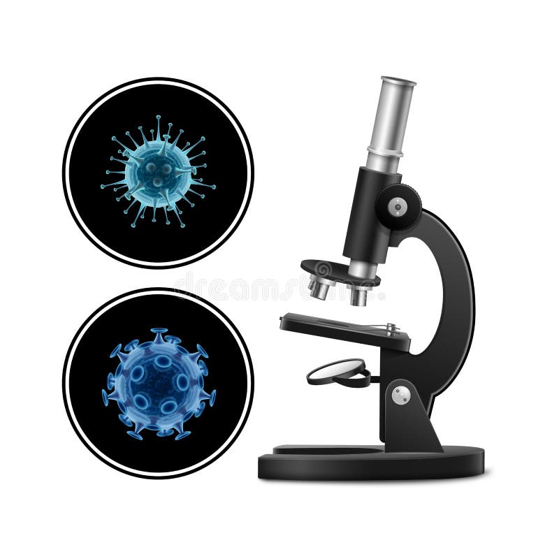 Microscope with Bacteria Vector Illustration Isolated on White ...