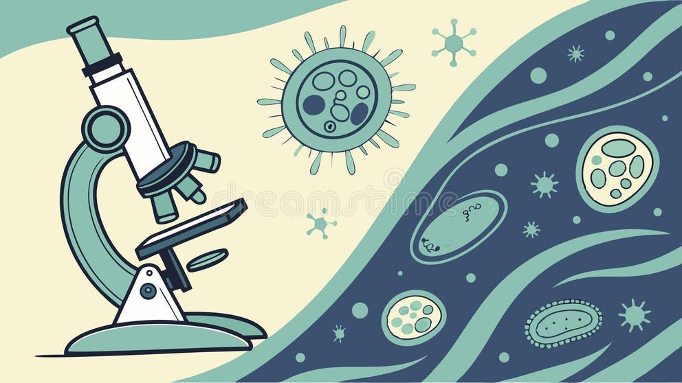 Microscope and Bacteria View, Science Lab, Microbiology, Cell Research ...