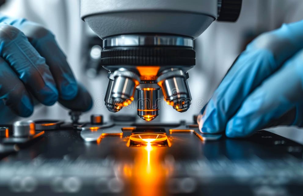 Microscope is Being Used To Examine Sample. Stock Photo - Image of ...