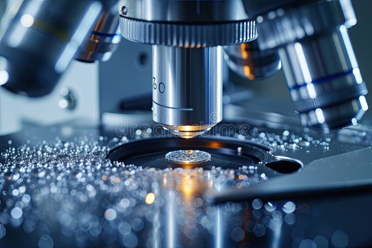 A Microscope with a Blue Background and a Blurry Image of a Microscope ...