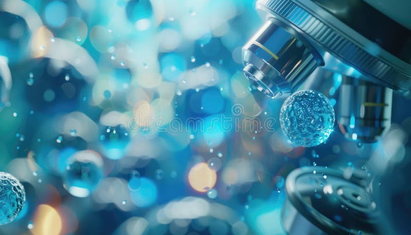 A Microscope with a Blue Background and a Bunch of Small Blue Spheres ...