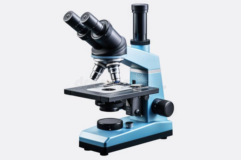 A Microscope with a Blue and Black Base. Ideal for Scientific and ...