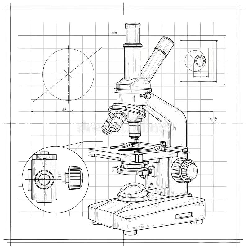 Microscope Blueprint Illustration Stock Illustration - Illustration of ...