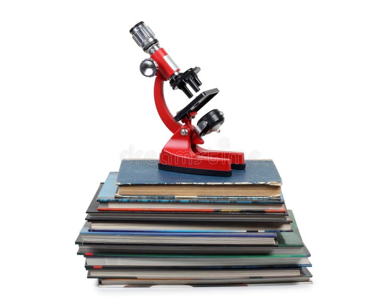 Microscope on books stock image. Image of concept, macro - 34681387